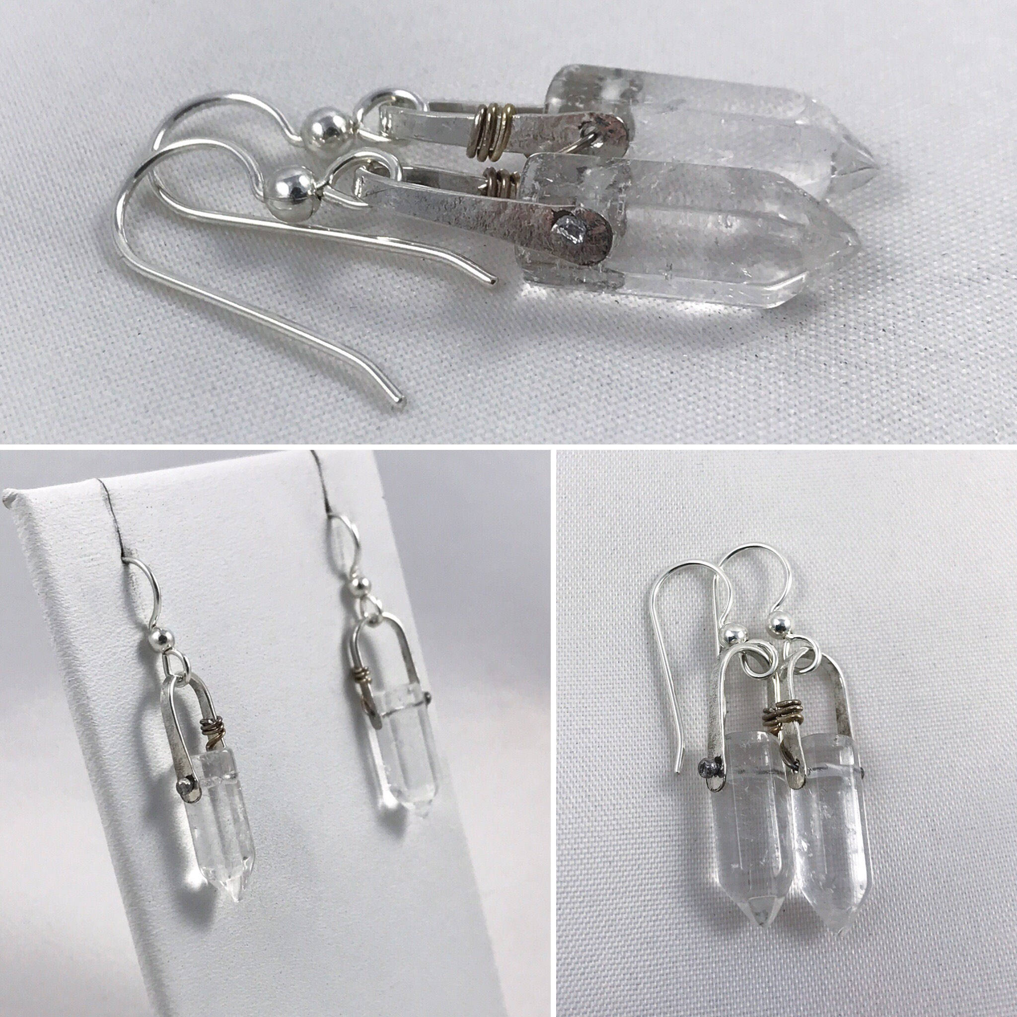 Crystal Point Piezo Earrings / Solid Sterling Silver / Genuine Quartz ...