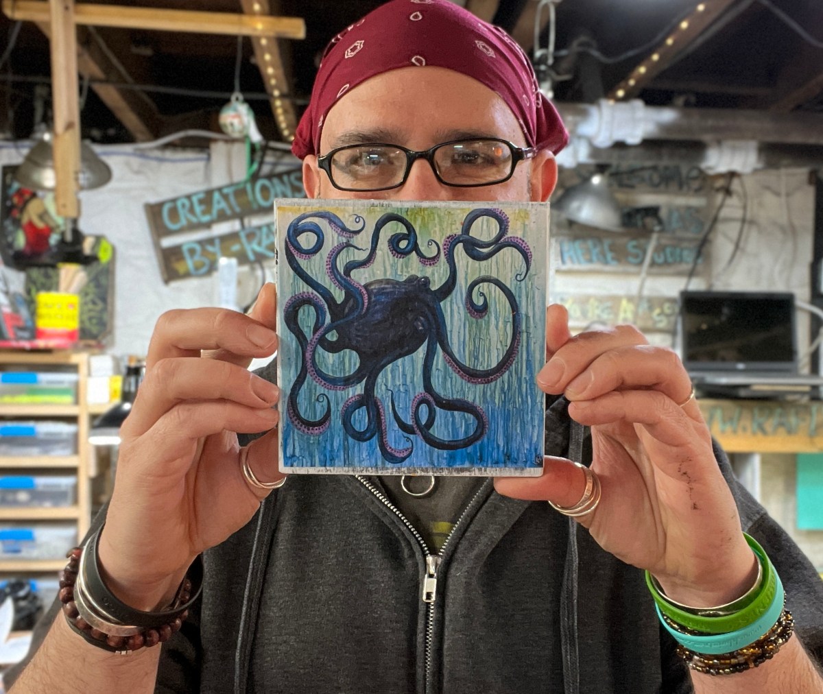 Octopus (Into The Deep) Wall Art By Artist Rafi Perez Textured Artist ...