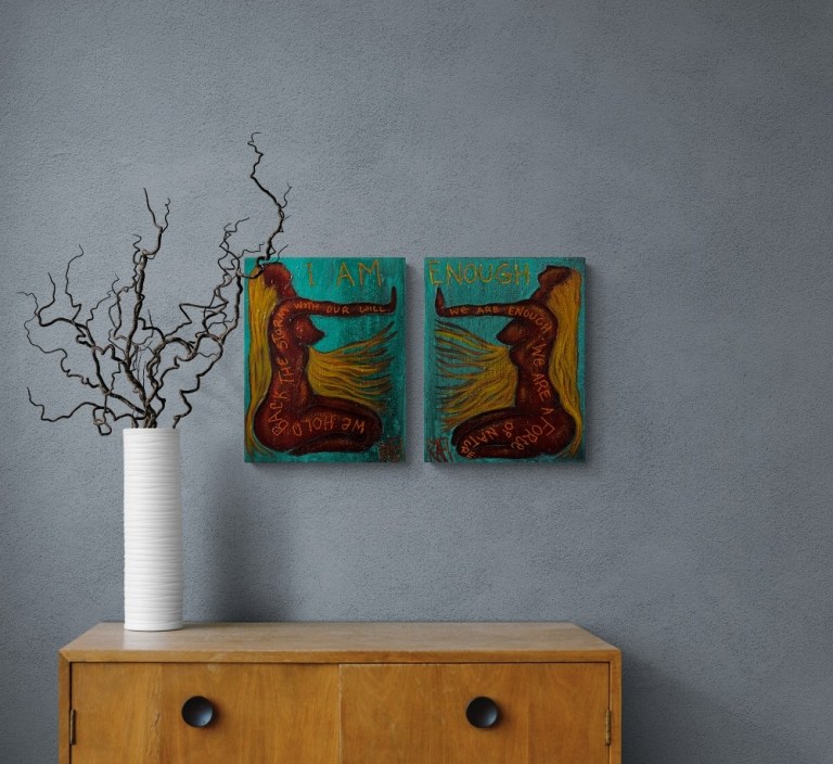 I Am Enough Original Painting By Artist Rafi Perez Mixed Medium On ...